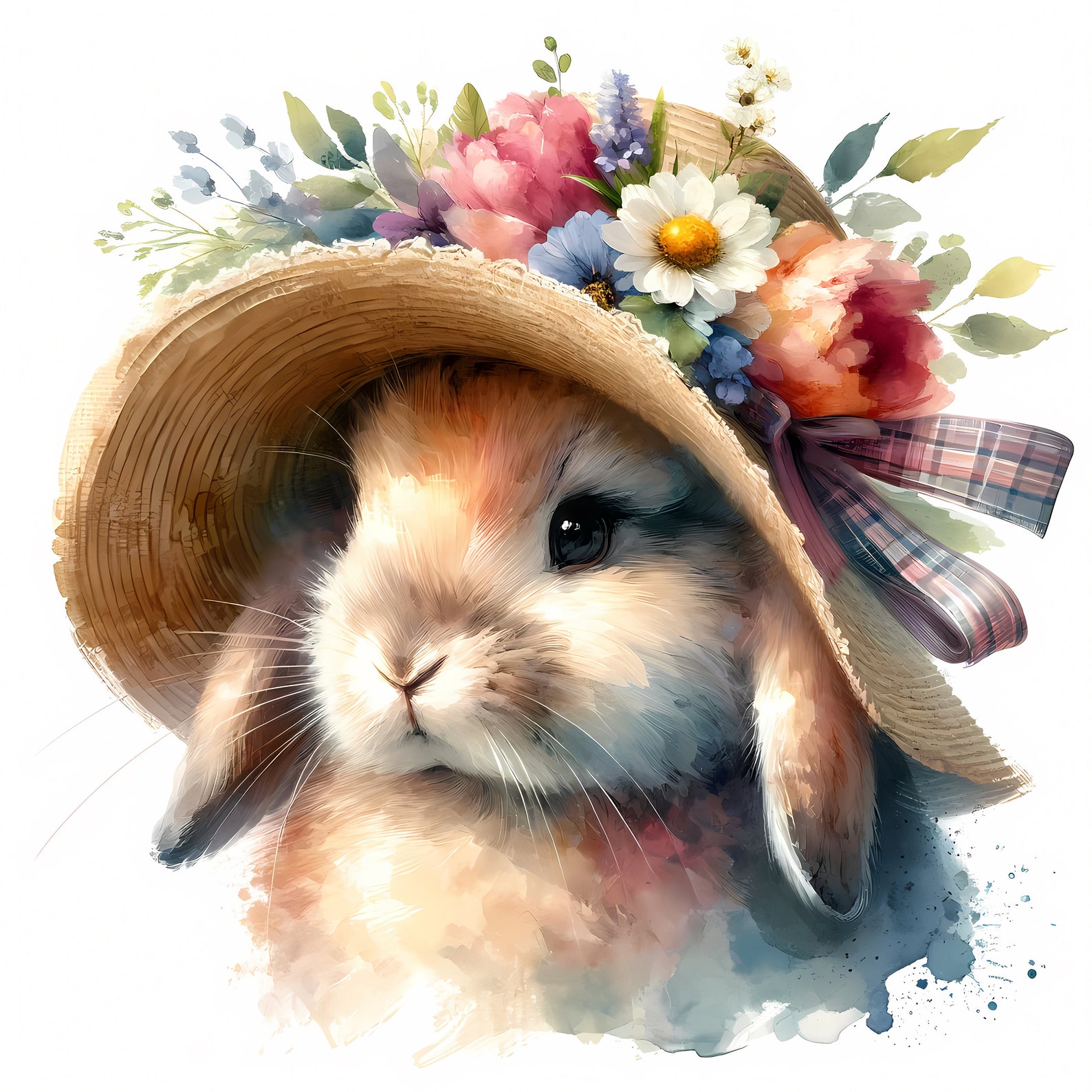 12 Cute Easter Bunny Clipart, Rabbit Clipart, Printable Watercolor ...