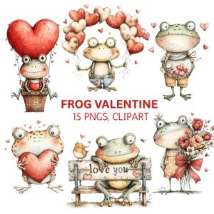 Frog Valentine's Day Clipart: Whimsical Love Graphics (digital Download ...