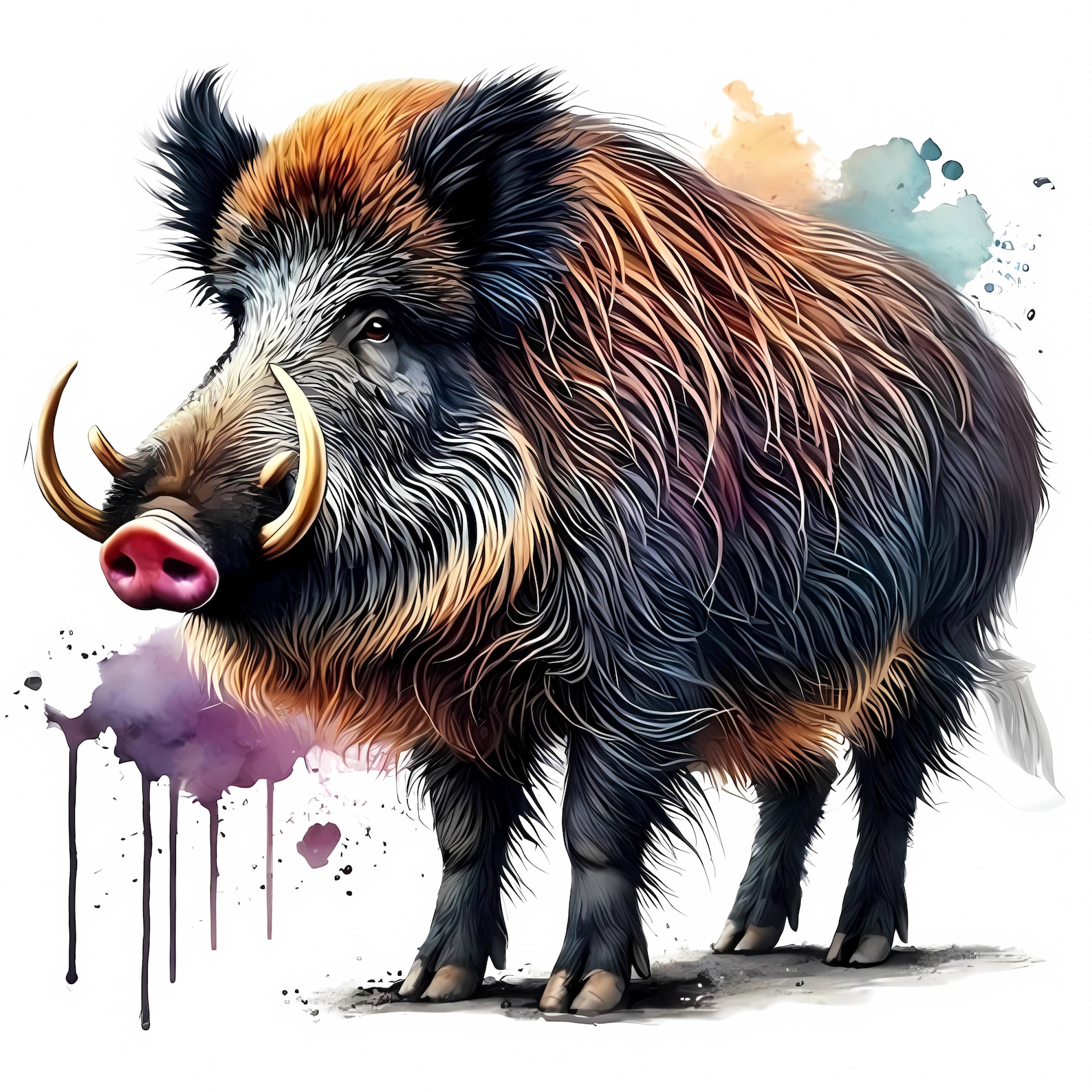 Wild Boar Clipart: Wildlife Art Images (12 JPG, Digital Download ...