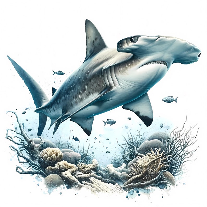 Hammerhead Shark Clipart: Marine Illustrations (commercial Use ...