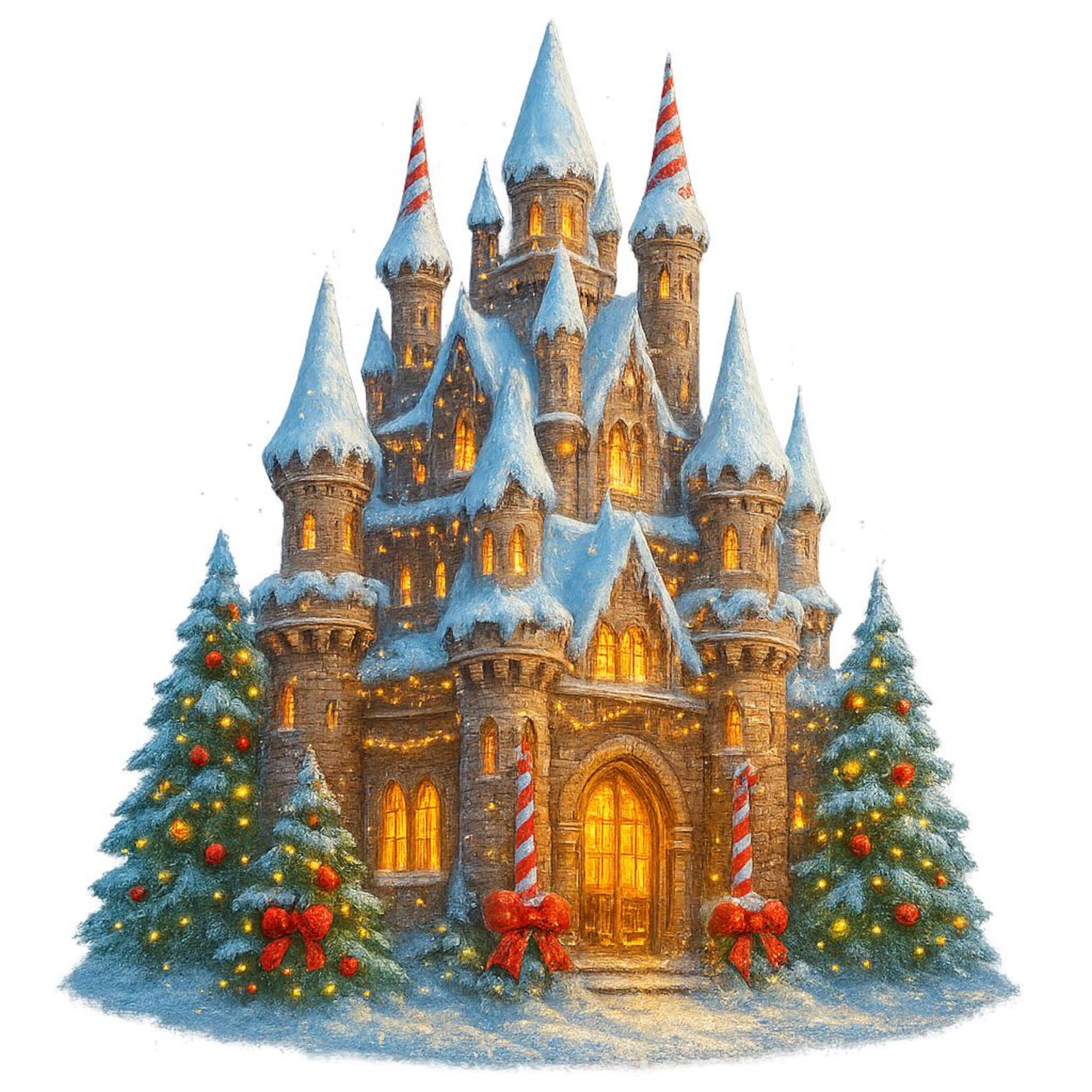 Festive Christmas Castle Clipart: Winter Holiday PNG (digital Download ...
