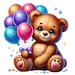 Teddy Bear & Heart Balloons Clipart: Nursery Art (digital Download, 14 ...