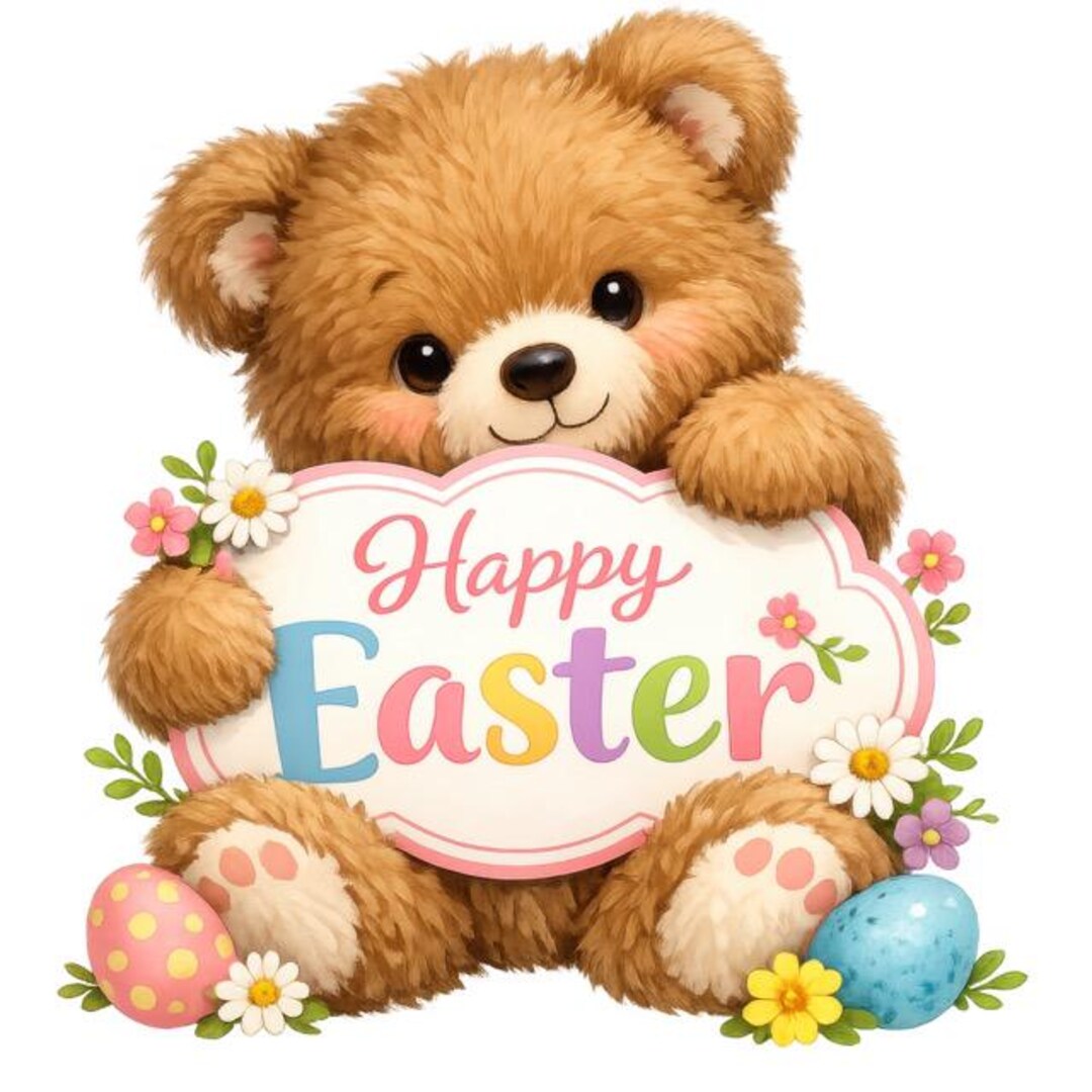 Easter Teddy Bear Clipart: Happy Easter Teddies Graphics, Digital ...