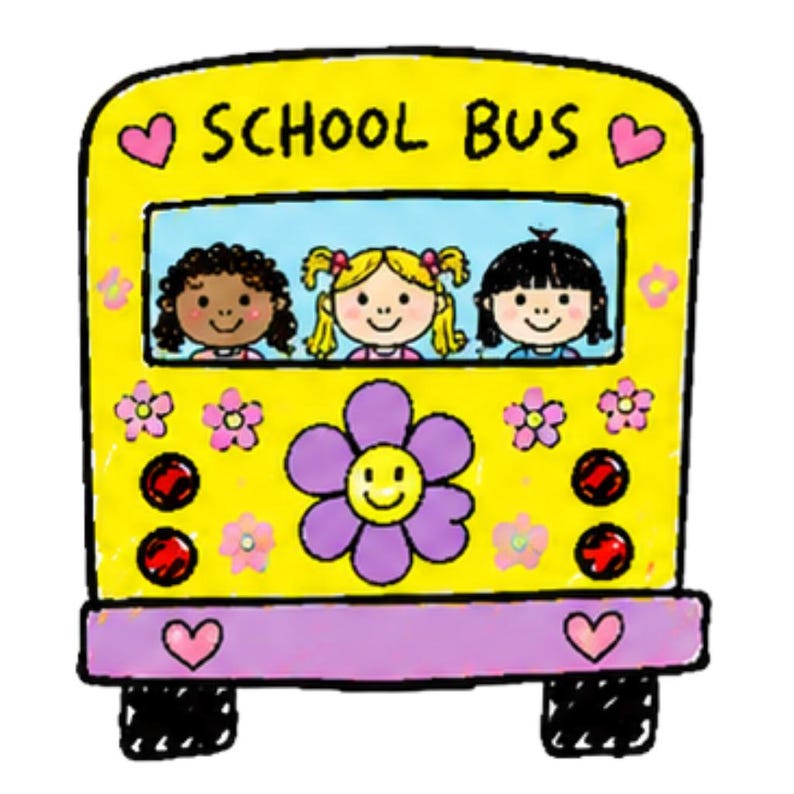 Scribbly Cute School Bus Clipart: Hand Drawn Yellow Bus Graphics ...
