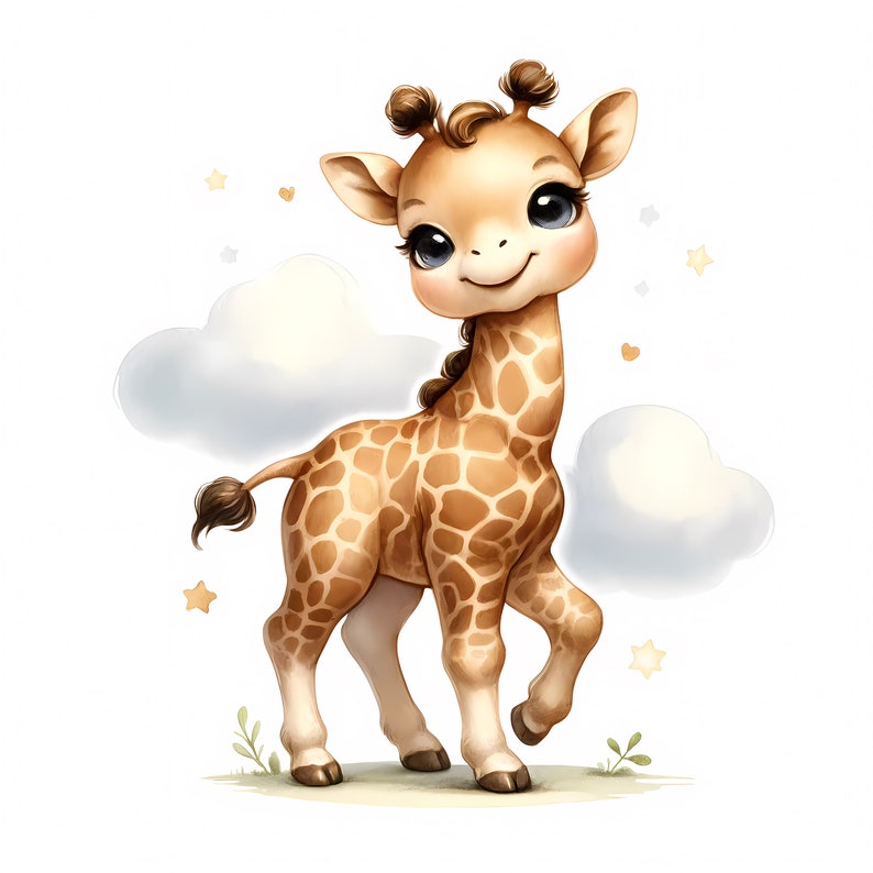 Adorable Giraffe Clipart 15 High-quality Jpgs Cute Baby Giraffe Clipart ...