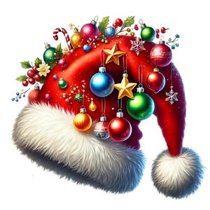 Santa Hat Clipart | 12 High-quality Jpgs | Festive Santa Hat Clipart ...