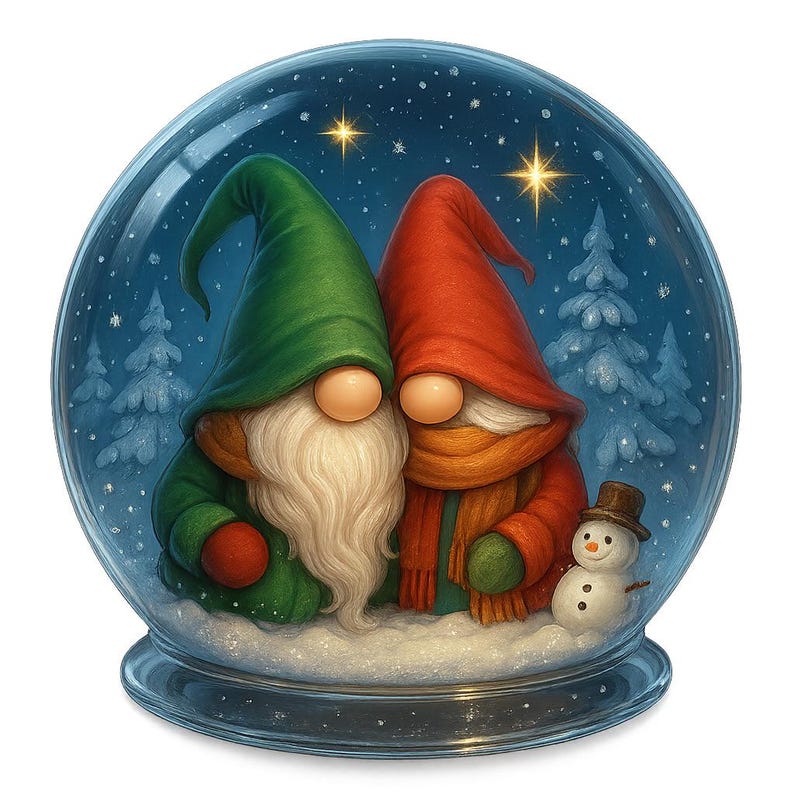 Christmas Gnome Couple Clipart: Merry Christmas Graphics (digital ...