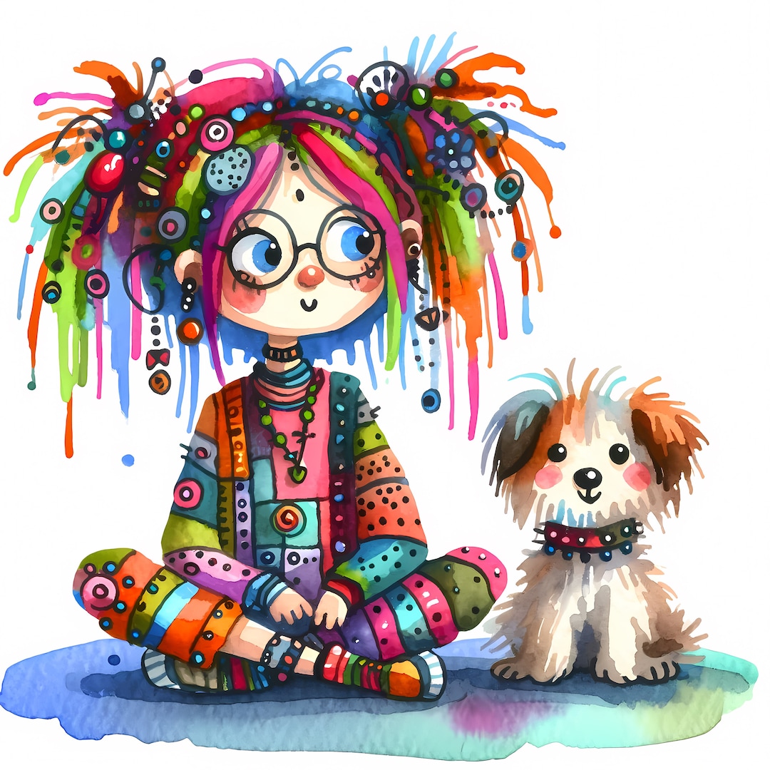 Cute Whimsical Girl Clipart 14 High-quality Jpgs Funny Whimsical ...