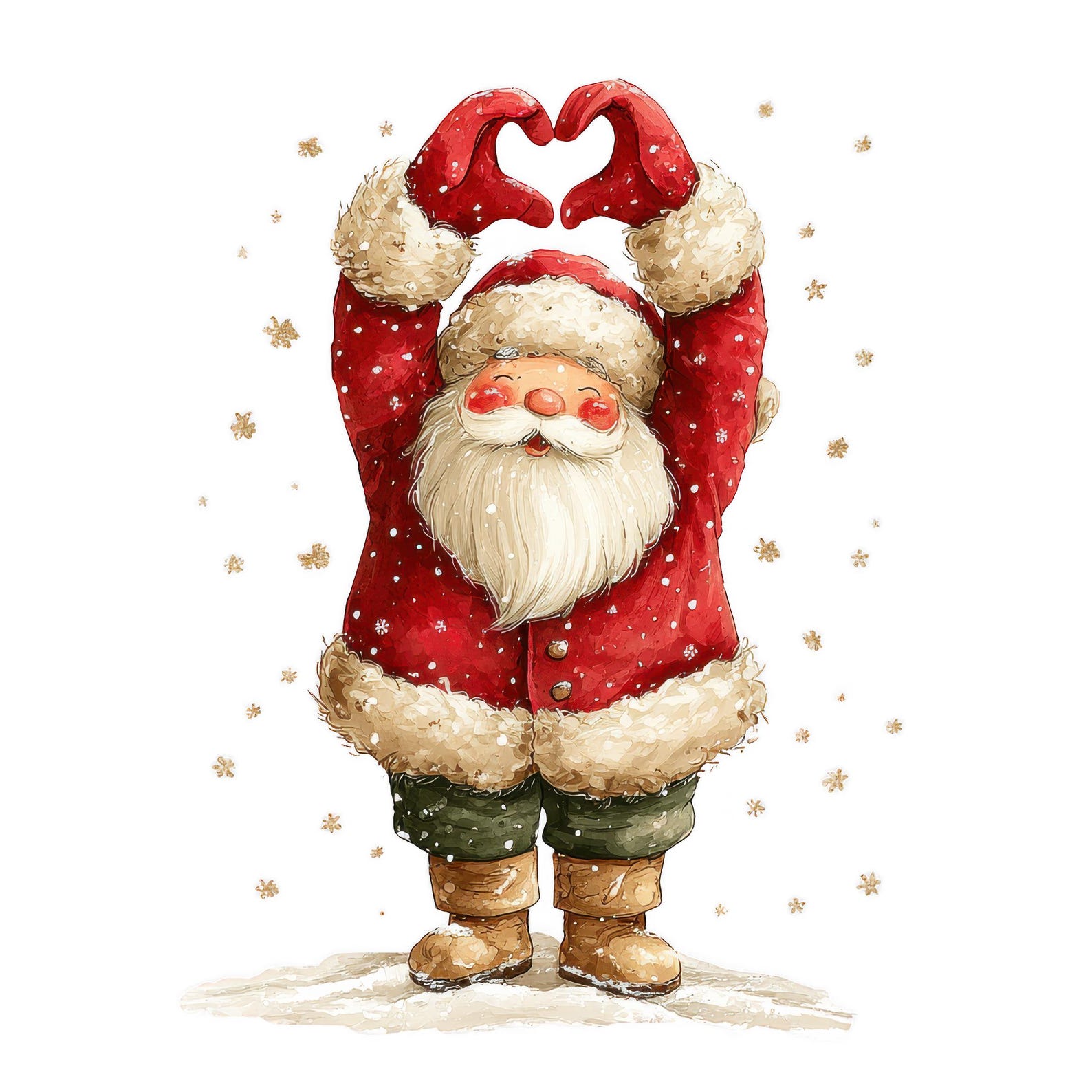 Christmas Santa Heart Clipart: Whimsical Holiday Graphics (digital ...