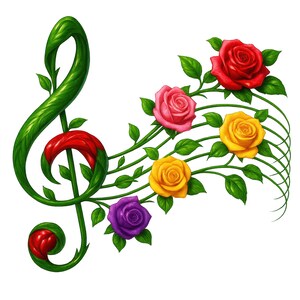 Floral Music Note Clipart, High-quality Pngs (commercial Use) - Etsy