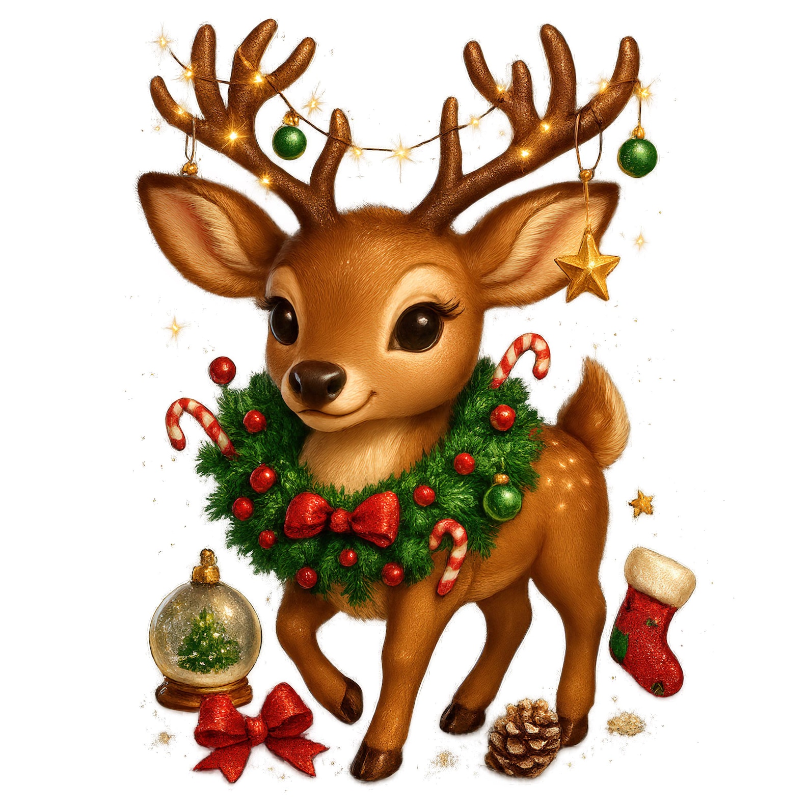 Cute Christmas Reindeer Clipart PNG, Holiday Animal Art (instant ...