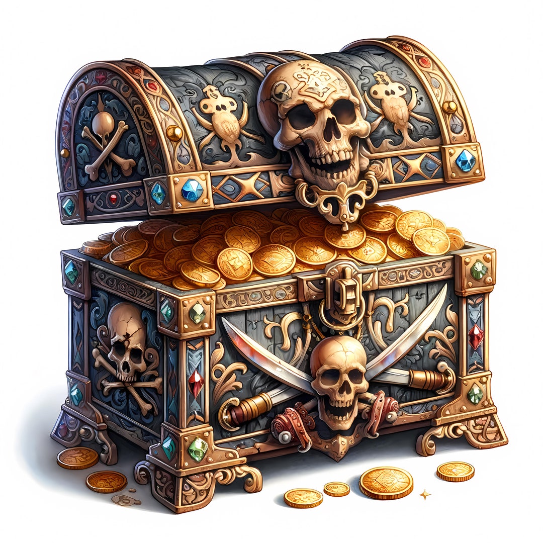 Treasure Box Clipart: Pirate Gold, Jewels Jpgs (digital Download) - Etsy