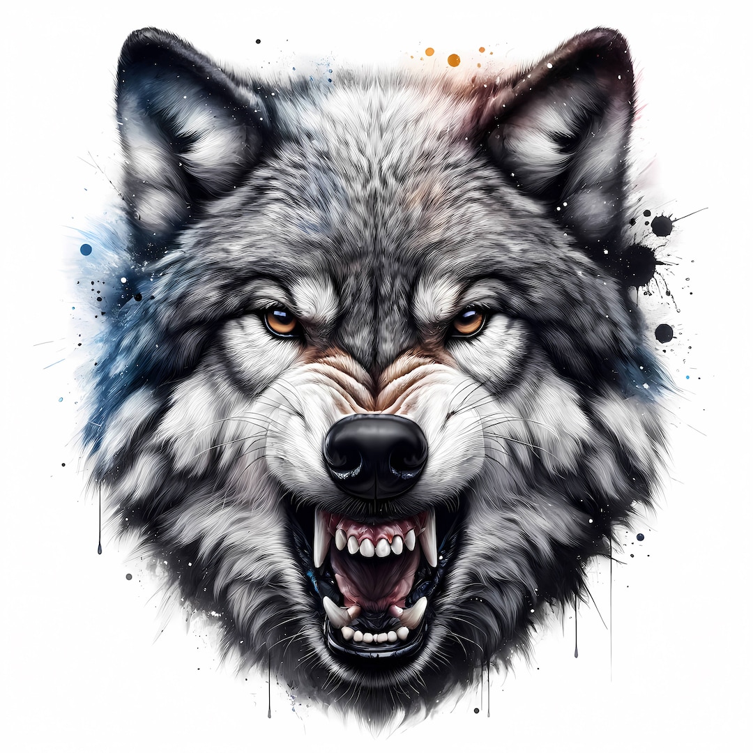 Angry Wolf Clipart | 12 High-quality Jpgs | Fierce Wolf Clipart Bundle ...