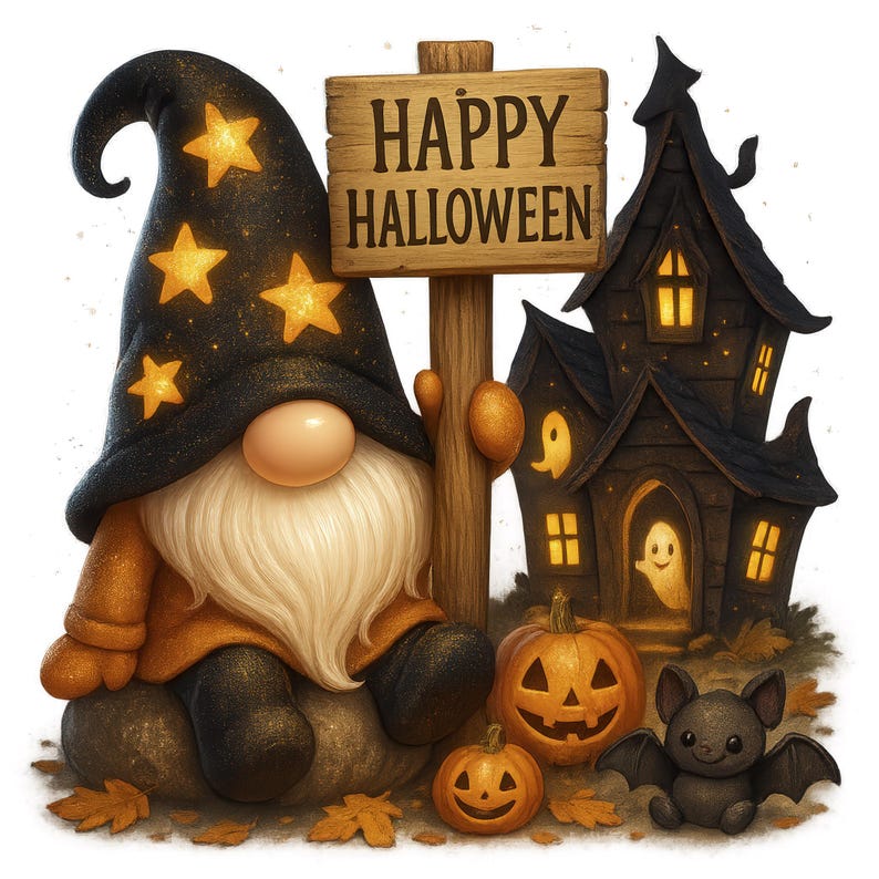 12 Halloween Gnome Clipart: Pumpkins and Bats PNG (digital Download) - Etsy