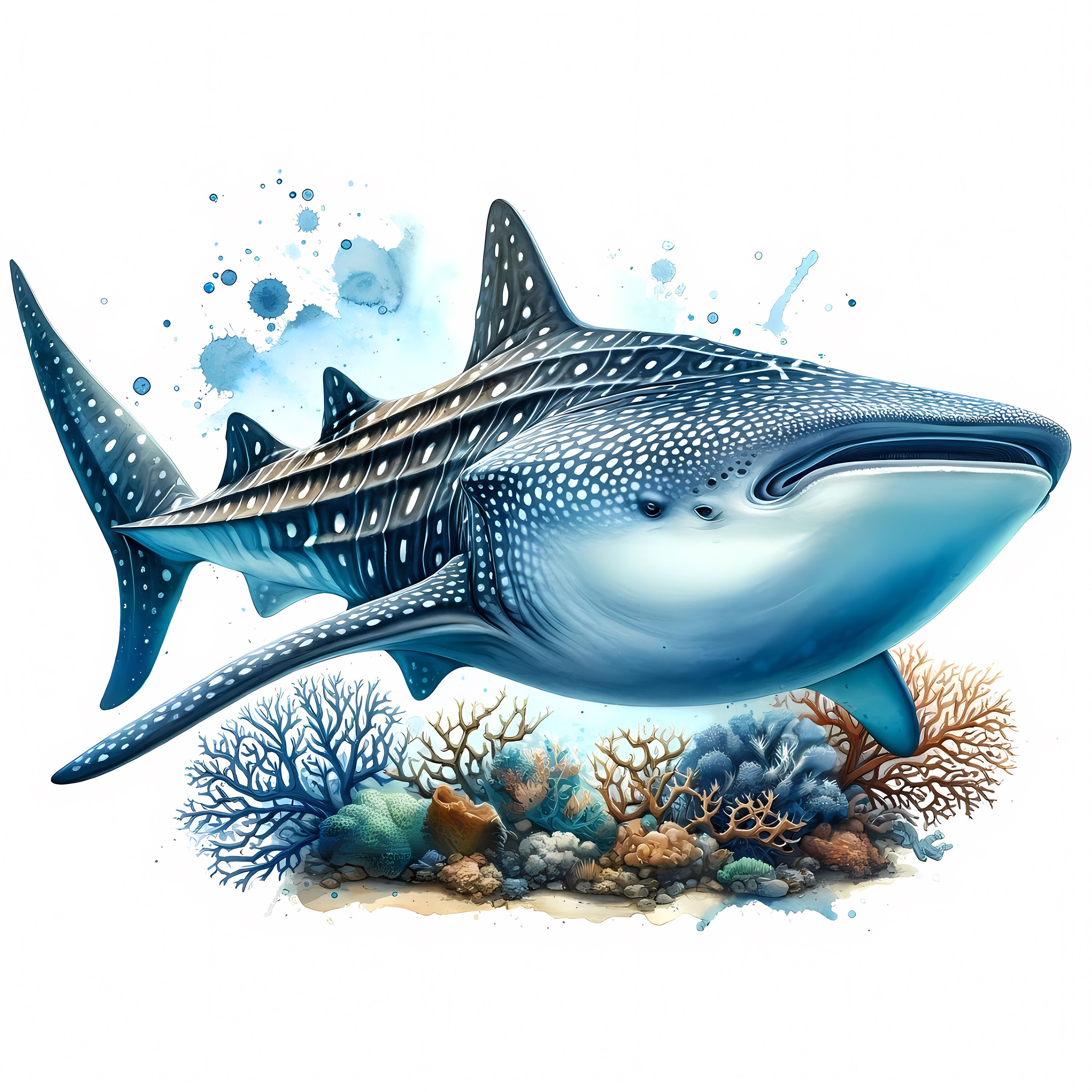 Whale Shark Clipart | Marine Nautical Art Prints (digital Download) 12 ...