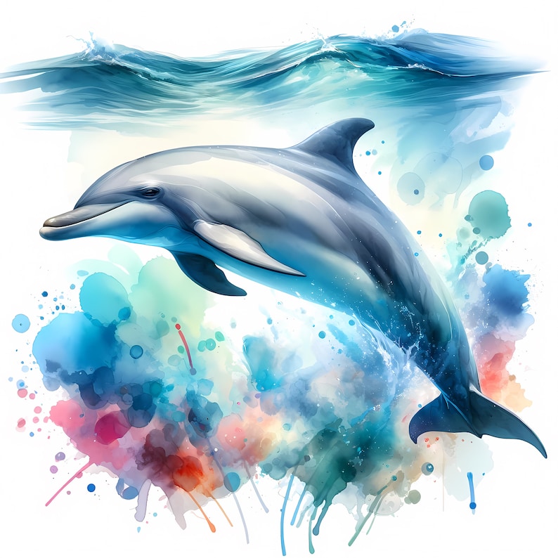 Dolphin Clipart 10 High-quality Jpgs Playful Dolphin Bundle Digital ...