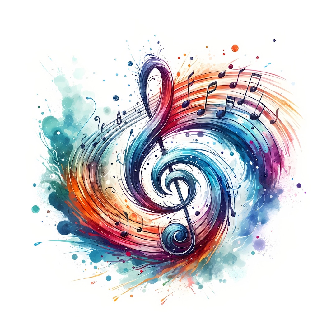 Watercolor Music Note Clipart – High-quality Jpgs, Commercial Use ...