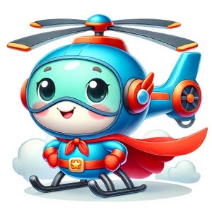 Cute Helicopter Clipart | 11 High-quality Jpgs | Adorable Helicopter ...