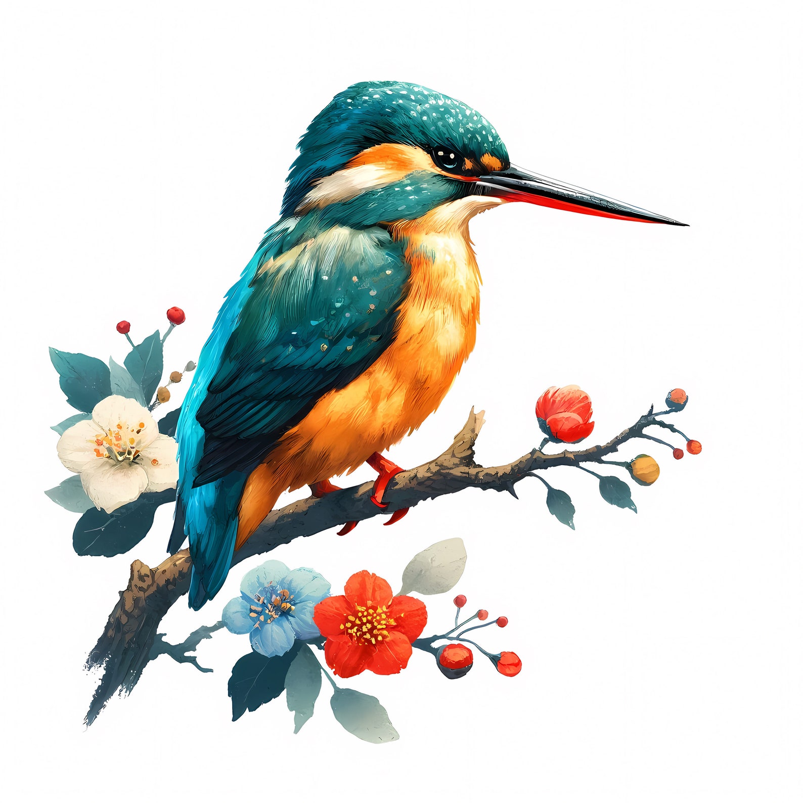 Colorful Kingfisher Clipart Bundle | Bird Wall Art (digital Download ...