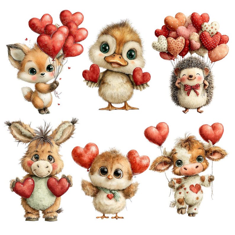 Animals Valentine's Day Clipart | Whimsical Love Graphics | Digital ...