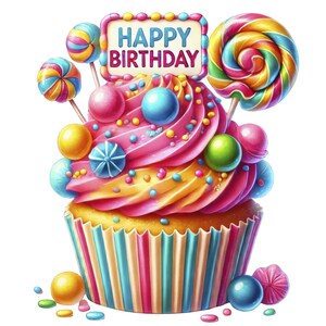 Cute Birthday Cupcake Clipart | 10 High-quality Pngs | Happy Birthday ...