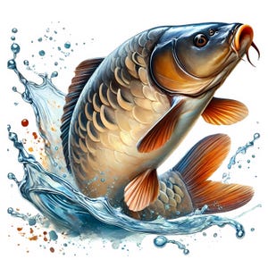 Carp Fish Clipart | 10 High-quality Jpgs | Stunning Carp Fish Clipart ...