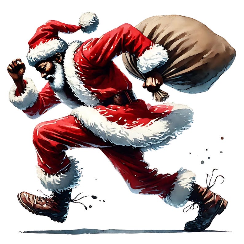 Festive Black Santa Clipart Bundle: Holiday Decor, Christmas African ...