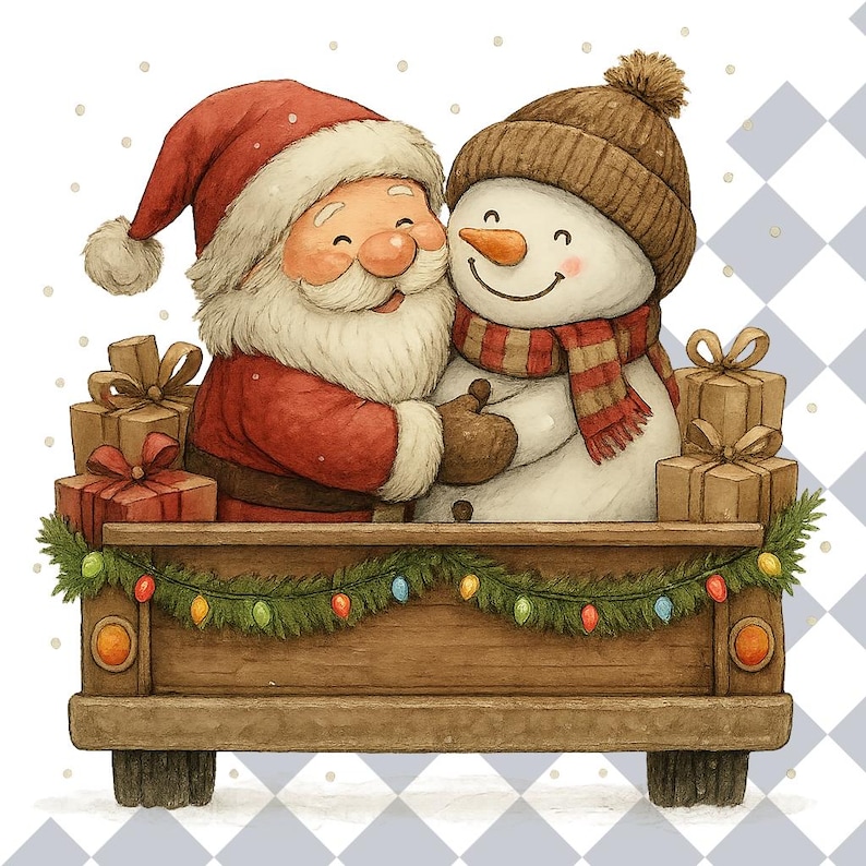 Santa Claus Christmas Truck Clipart: Whimsical Holiday Graphics ...