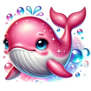 Cute Baby Whale Clipart | 11 High-quality Jpgs | Adorable Baby Whale Bundle | Wall Art | Sea ...