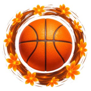 12 Basketball Flowers Clipart: Sports Floral PNG Graphics, Commercial ...