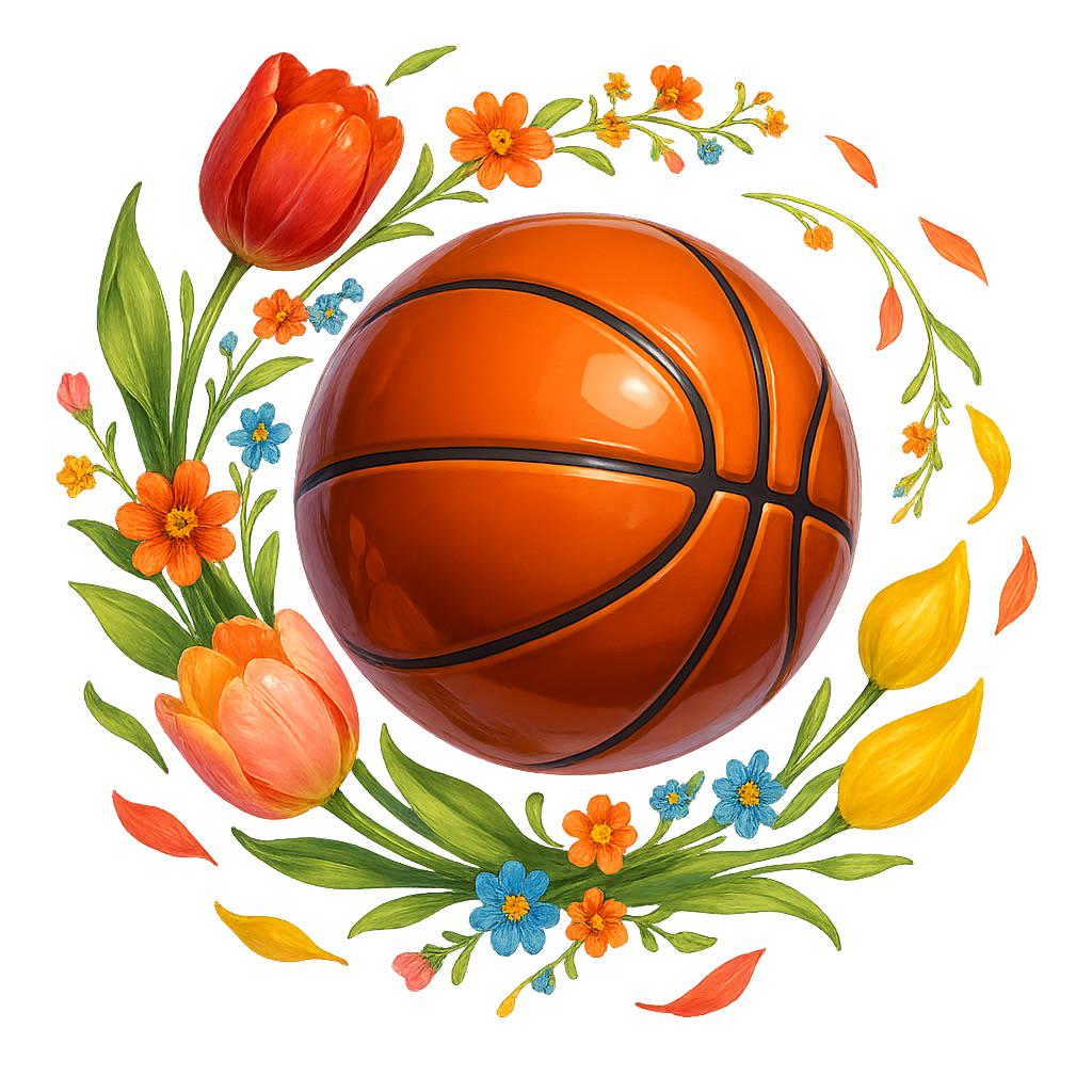 12 Basketball Flowers Clipart: Sports Floral PNG Graphics, Commercial ...