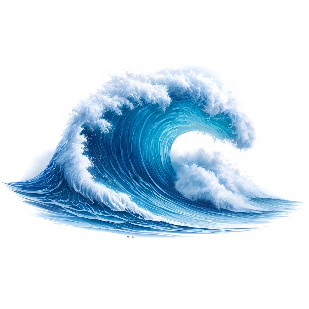 Wave Clipart | 11 High-quality Jpgs | Beach Wave Clipart Bundle | Wall ...
