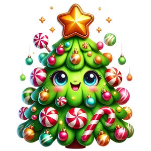Cute Christmas Tree Clipart | 10 High-quality Jpgs | Adorable Christmas ...