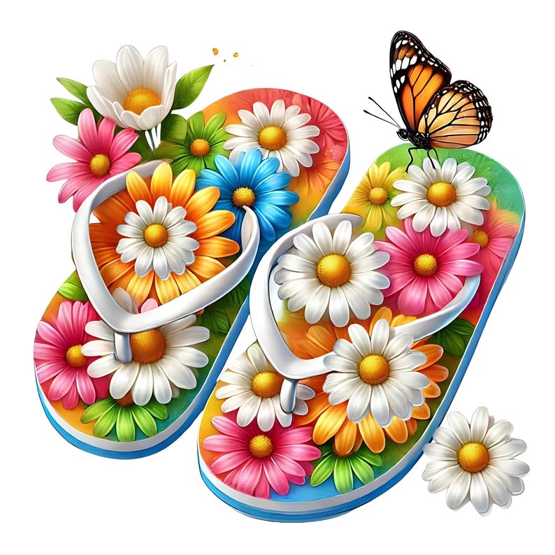 Rainbow Flip Flops Clipart: Summer Beach Designs (digital Download ...