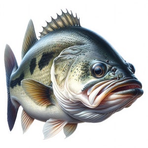 Bass Clipart | 11 High-quality Jpgs | Clipart Bundle | Fish Wall Art ...