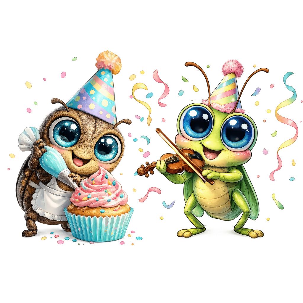 Insects Birthday Clipart, Bee Butterfly Ladybug Graphics (digital ...