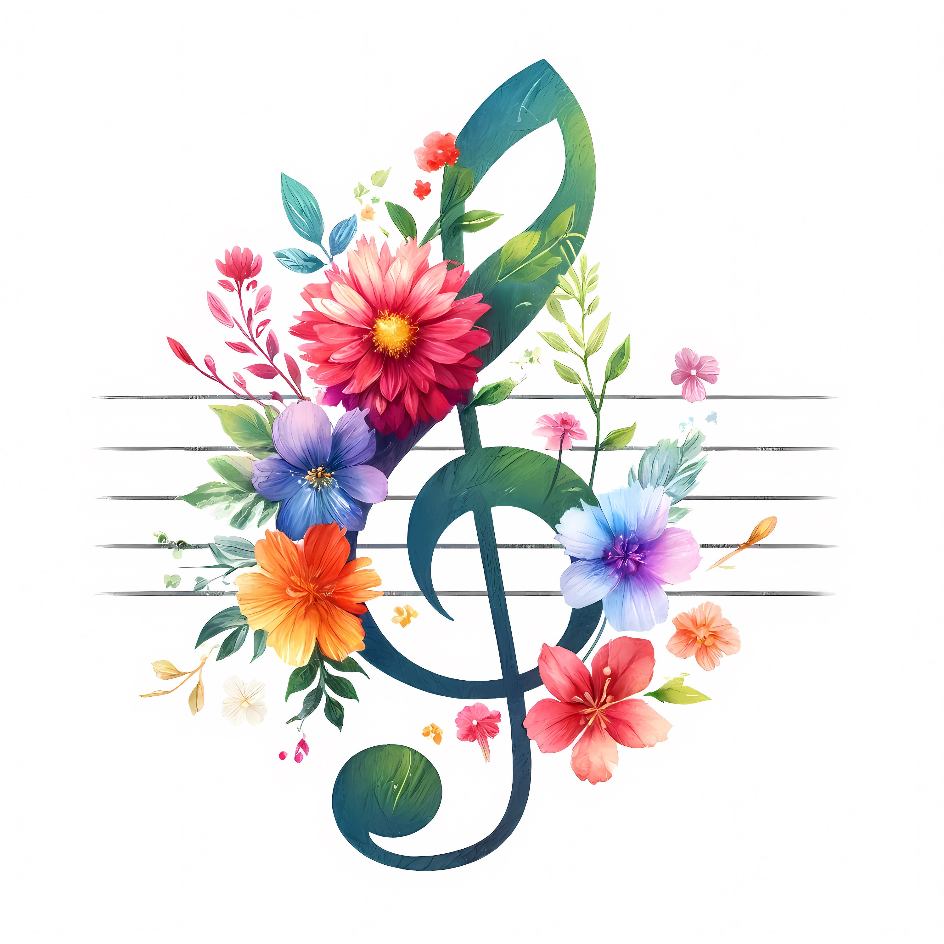 Music Notes Flowers Clipart 12 High-quality Jpgs Floral Music Note ...