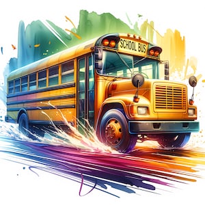 Yellow School Bus Clipart | Student Transport Art (digital Download ...