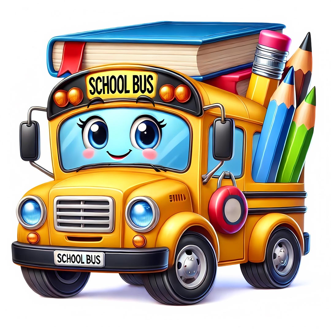 Cute Bus Clipart | 12 High-quality Jpgs | Adorable School Bus Clipart ...