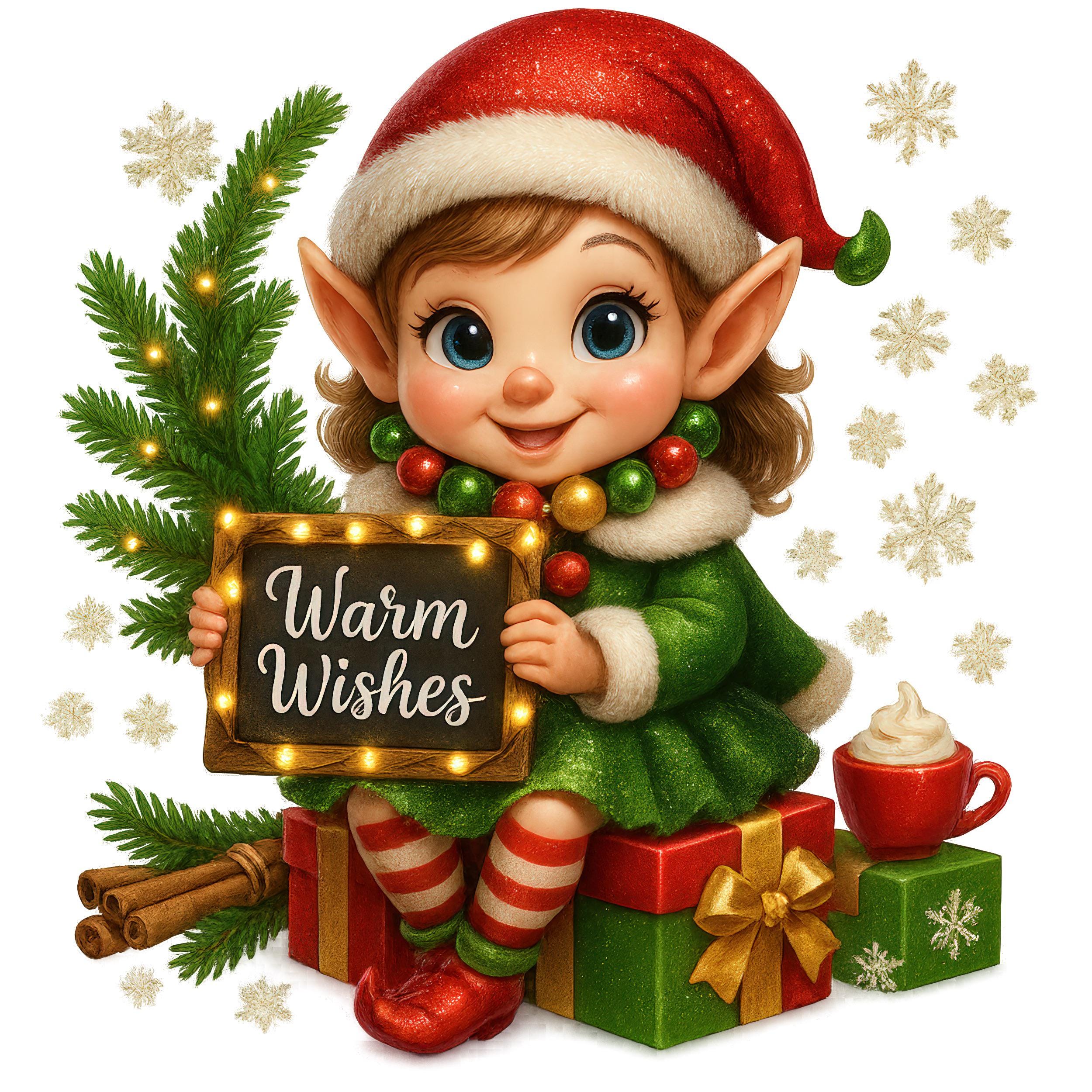Christmas Elf Girl Clipart: Festive Holiday PNG Graphics (set of 12 ...