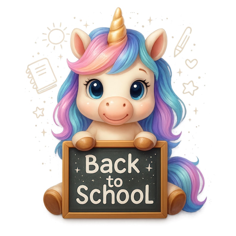 10 School Unicorn Clipart: Back to School PNG Bundle (digital Download ...