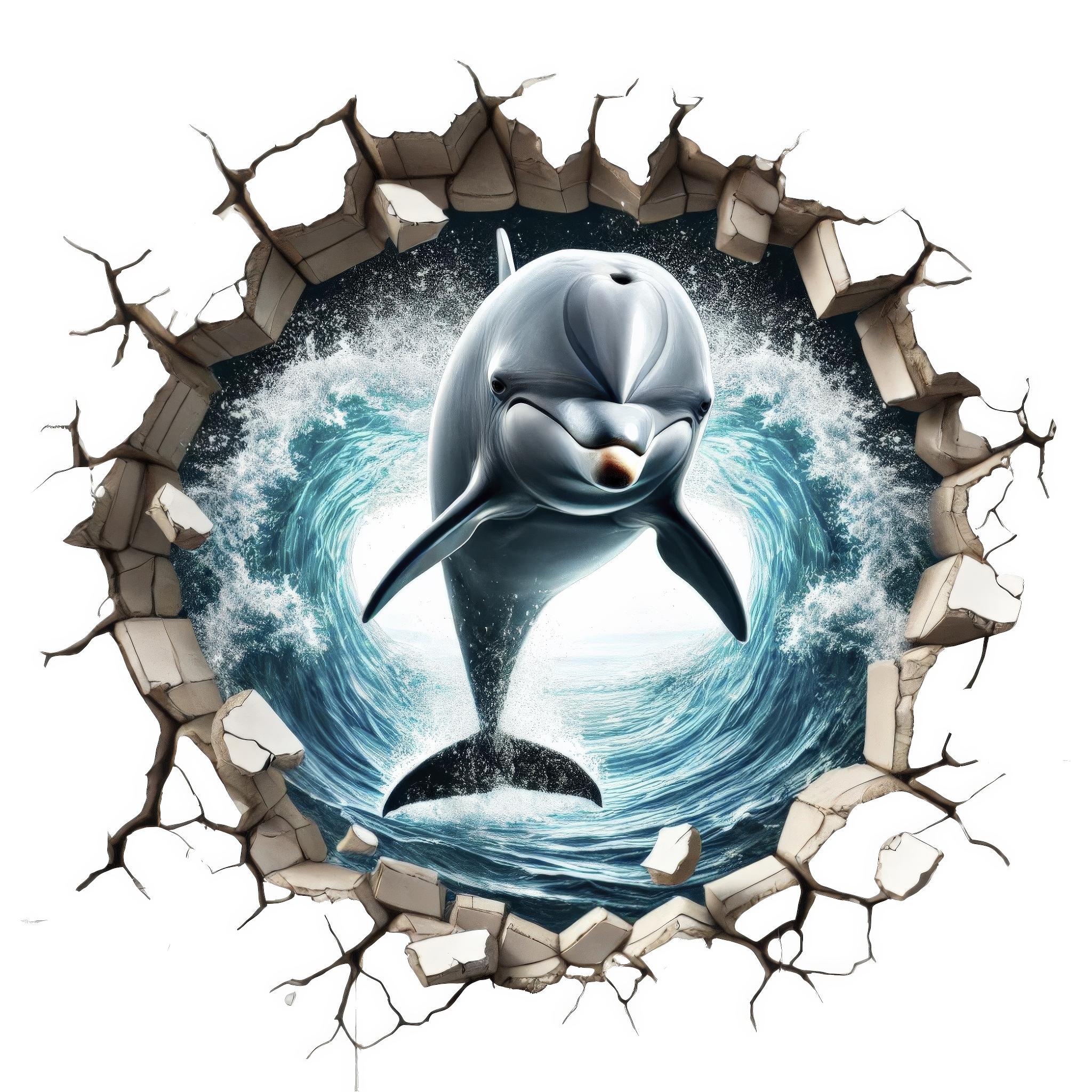 3D Dolphin Clipart: Leaping Dolphin, Coastal Wall Art (digital Download ...