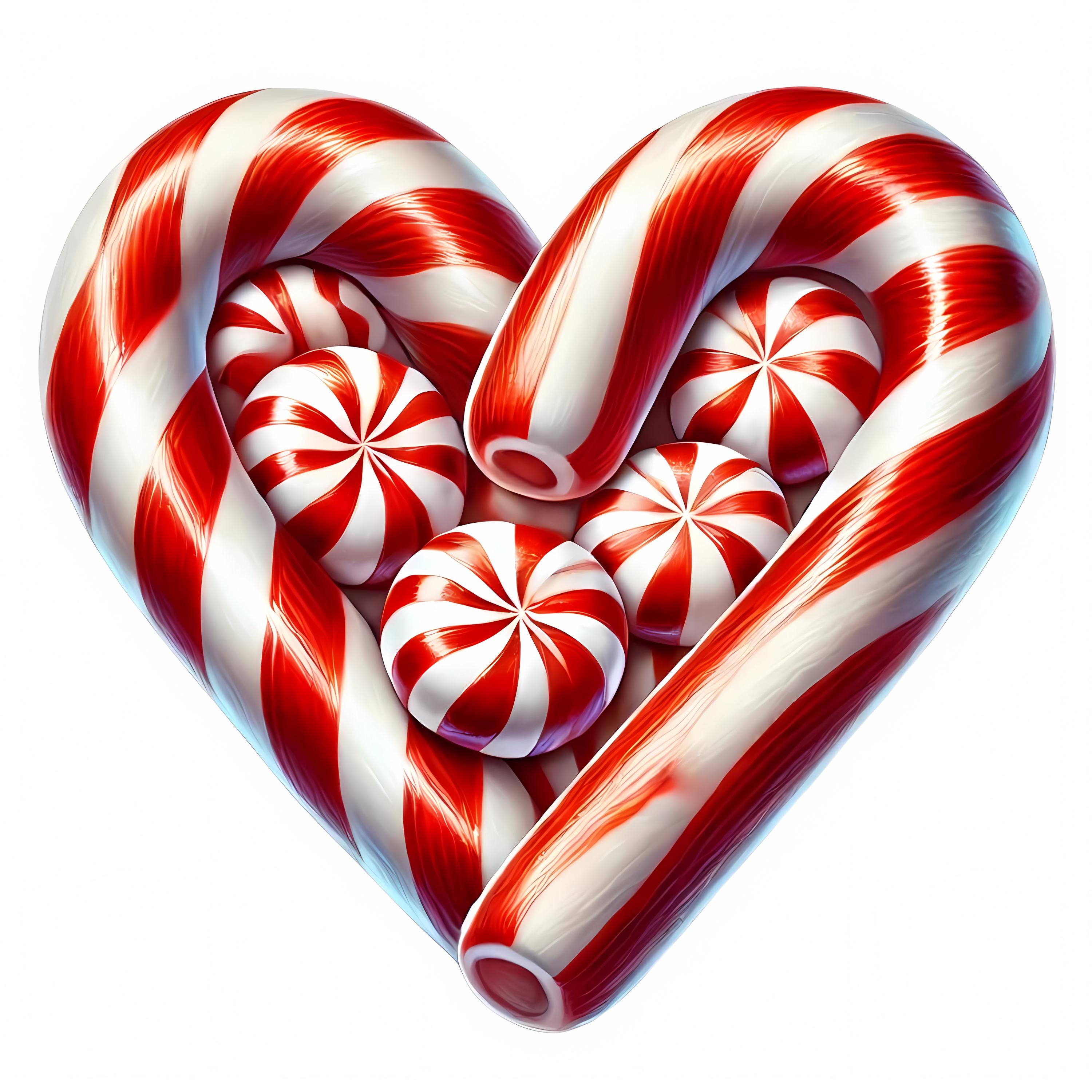 Candy Cane Heart Clipart: Holiday Art Printables (12 JPG Digital ...