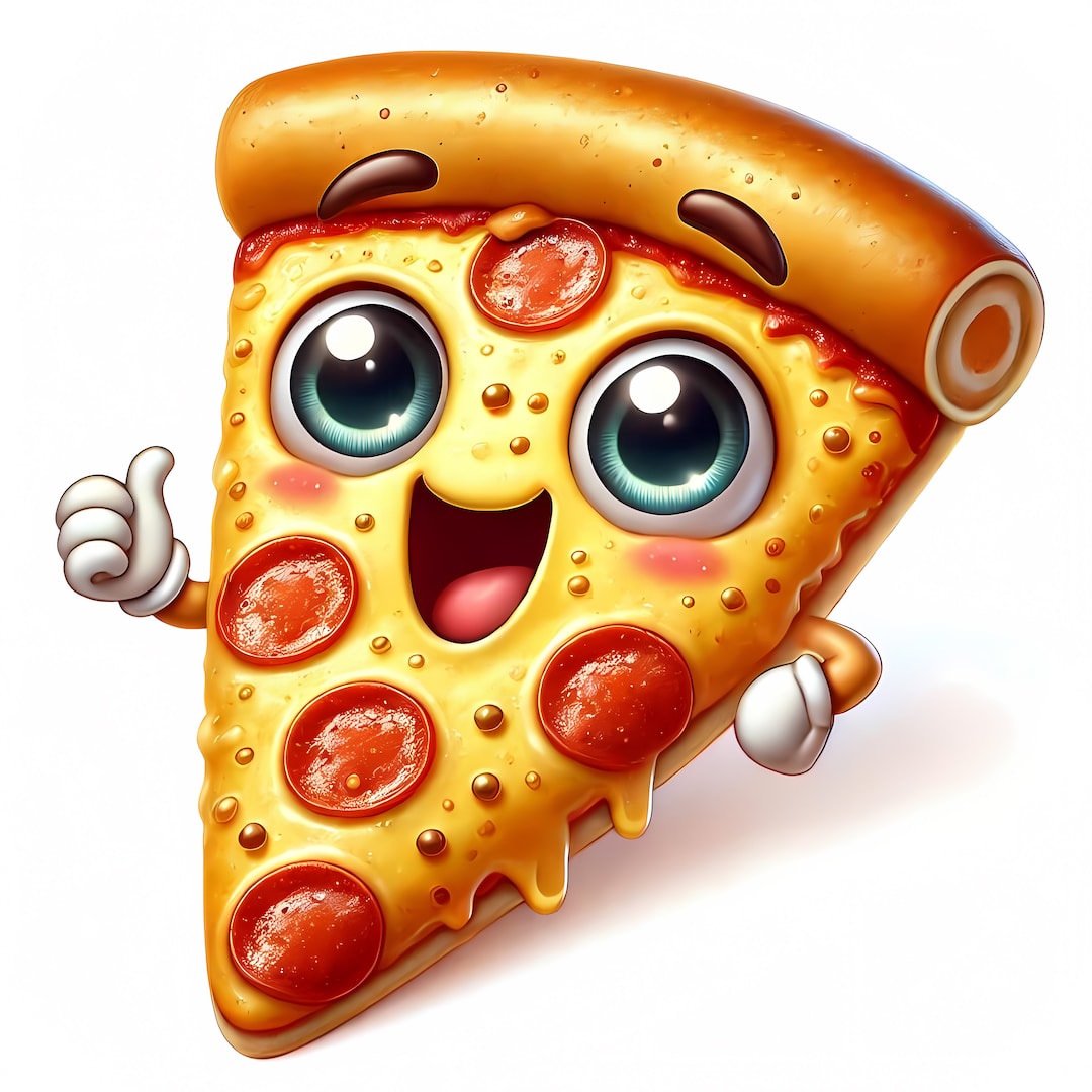 Cute Pizza Clipart | 12 High-quality Jpgs | Charming Cute Slice Pizza ...