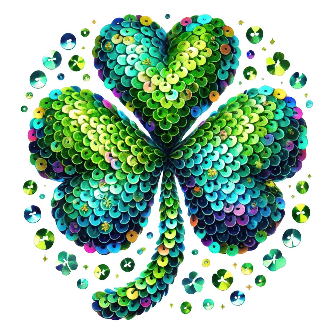 Shamrock Clipart, 10 High-quality Designs, Glitter Sequin Shamrock ...