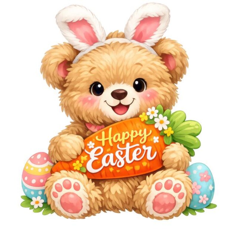 Easter Teddy Bear Clipart: Happy Easter Teddies Graphics, Digital ...