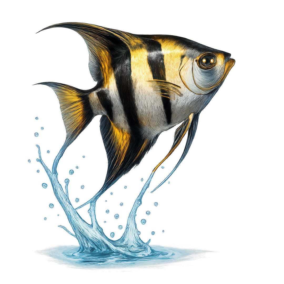 Angelfish Clipart Bundle: Tropical Fish Graphics, Digital Download, PNG ...