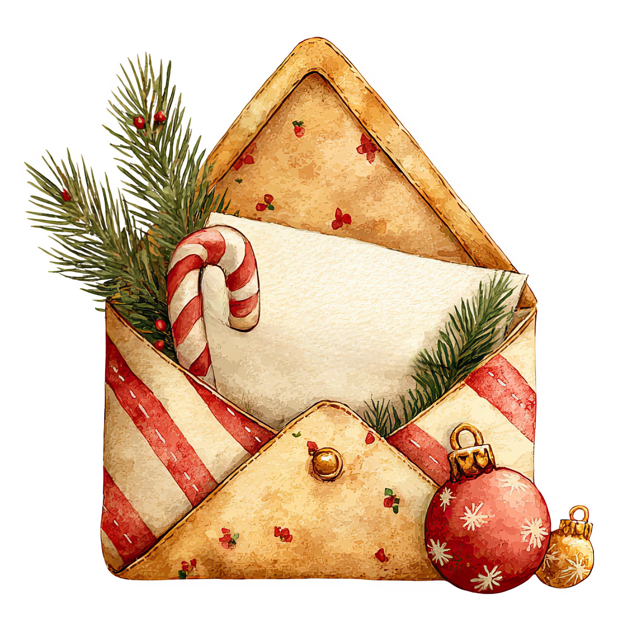 Christmas Letter Envelope Clipart | Festive Mail Graphics | Digital ...