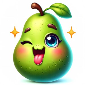 Cute Pear Clipart | Kawaii Fruit Art, Nursery Decor (digital Download ...