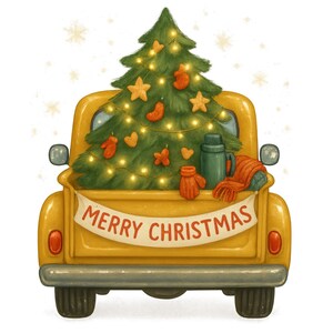 Vintage Christmas Truck Clipart: Festive Holiday PNG (digital Download ...